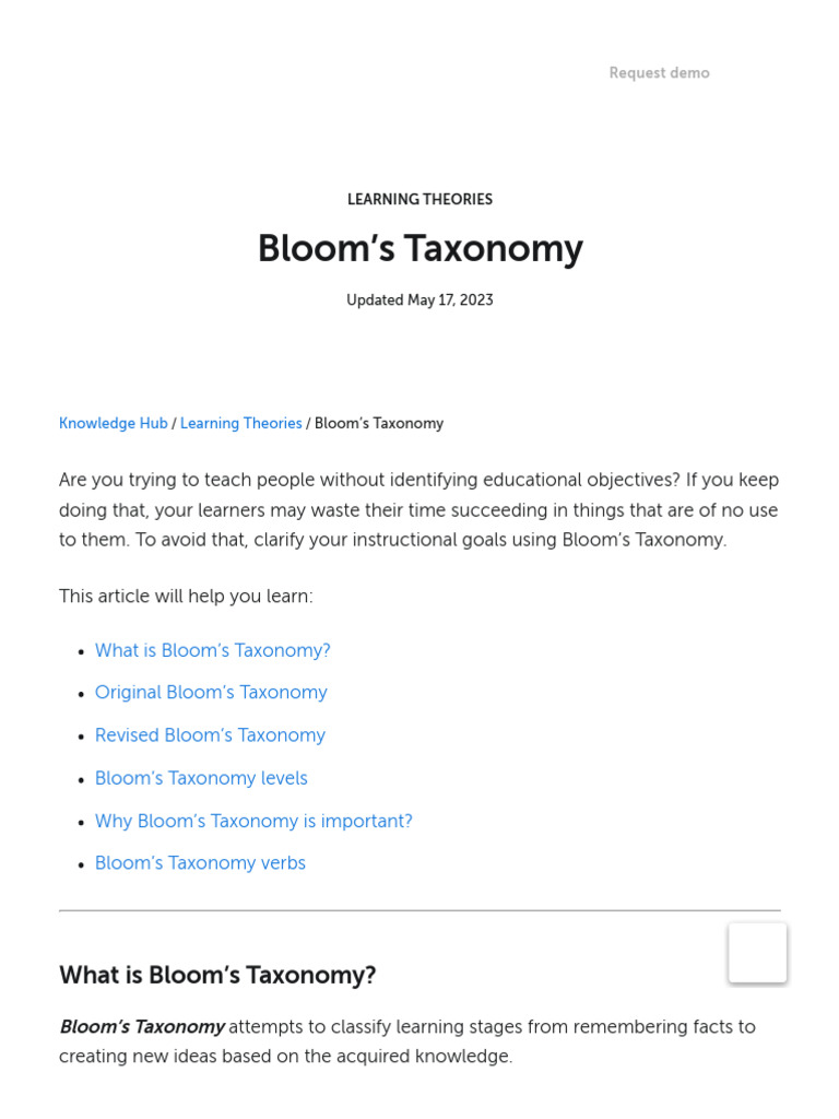 Z. Bloom's Taxonomy - Revised Levels, Verbs For Objectives (2023) | PDF ...
