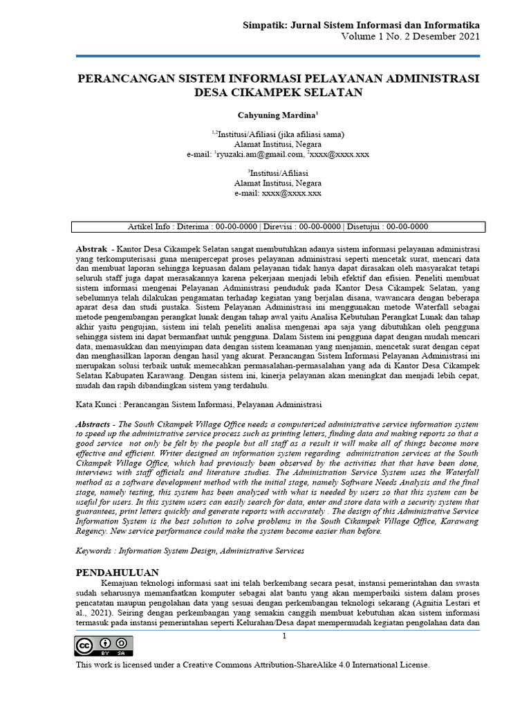 Jurnal Simpatik - Cahyuning Mardina | PDF | Bisnis