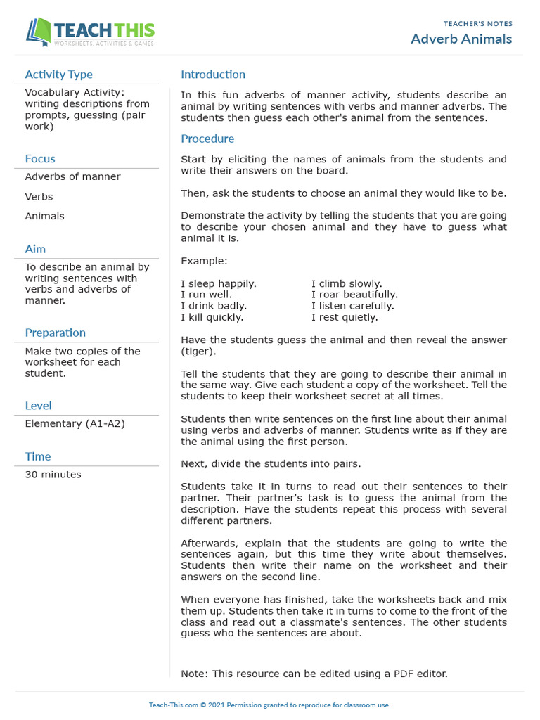 Adverb Animals | PDF | Adverb | Linguistic Typology