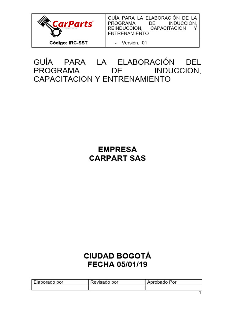 Anexo 12 Guía de Elaboración Del Programa de Capacitación y Entrenamiento V01 | PDF | Creación ...