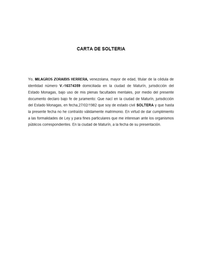Carta de Solteria | PDF