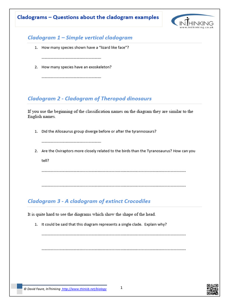Cladogram Example Questions | PDF