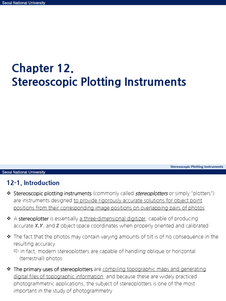 Stereoscopic Plotting Instruments Overview | PDF | Stereoscopy | Optics
