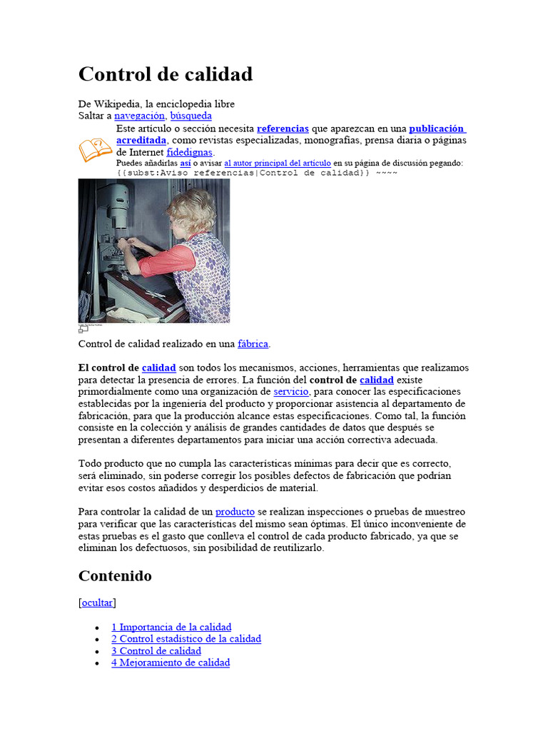 Control de Calidad | Descargar gratis PDF | Calidad (comercial) | Business