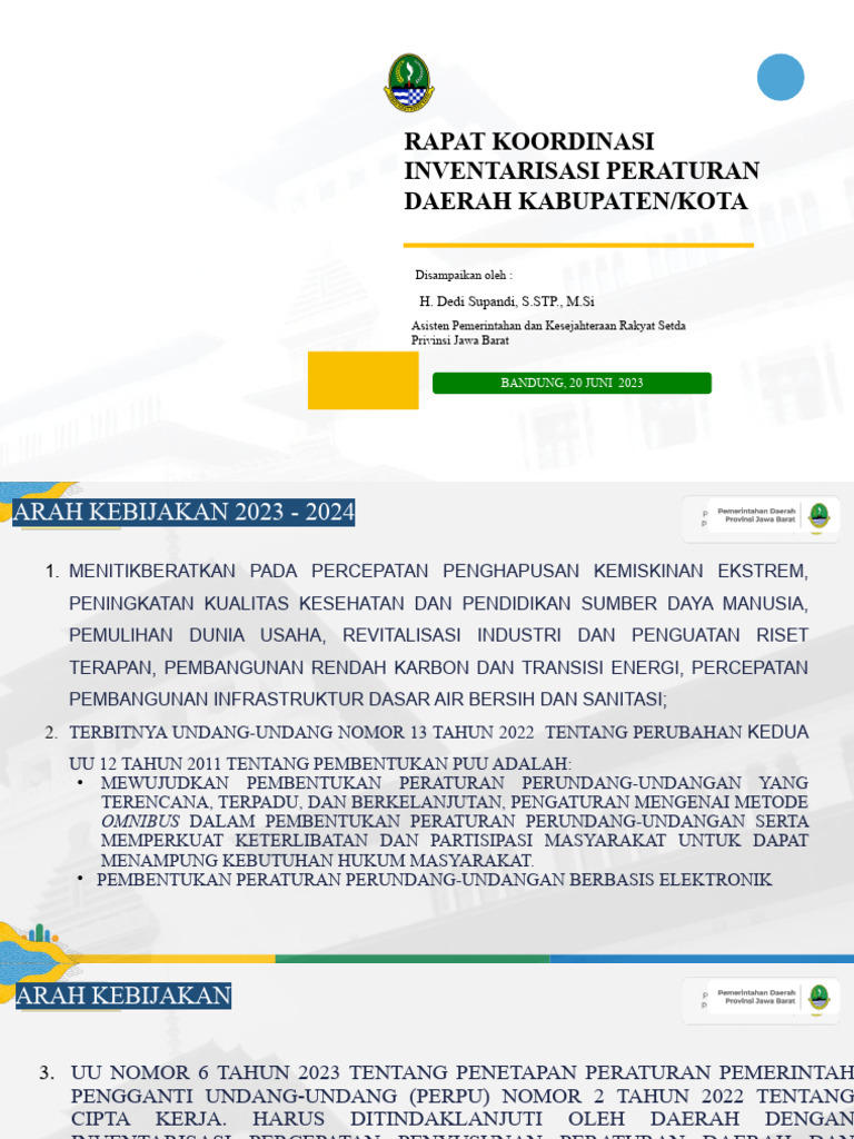 Asda 1 - Inventarisasi Peraturan Daerah Kab Kota | PDF