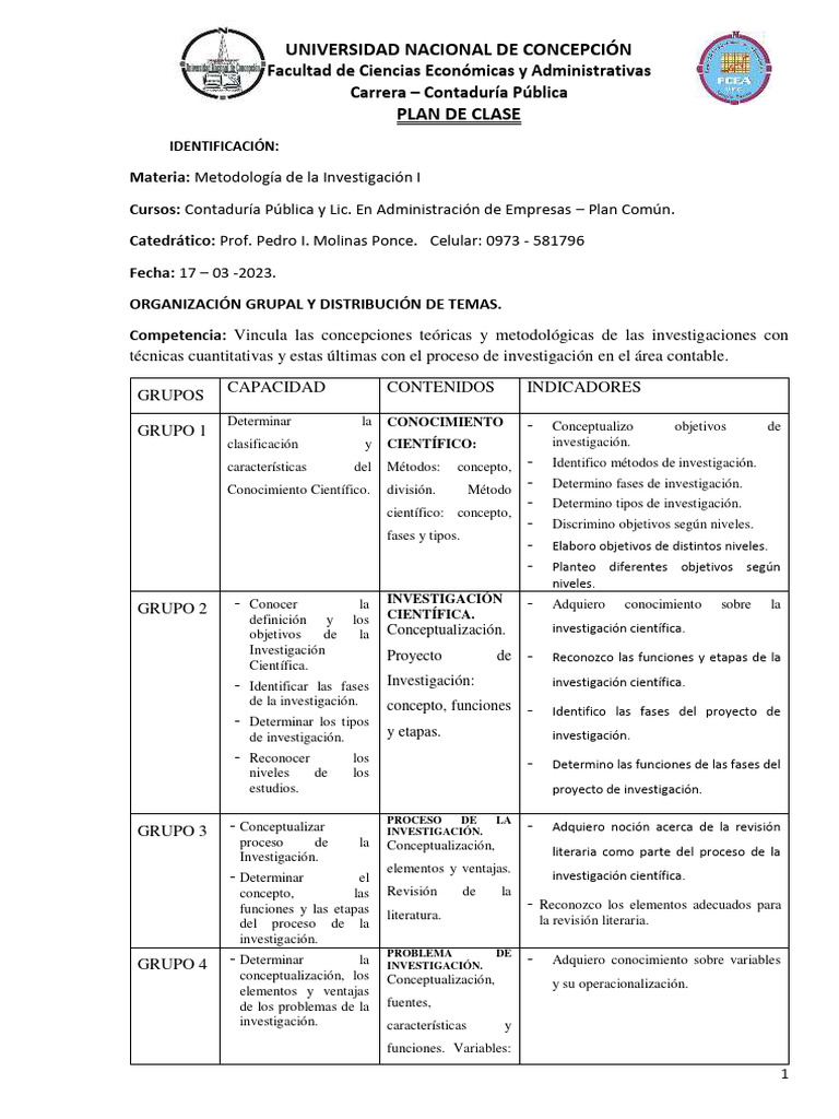 Clase 17 - 03 Distribución de Temas para Trabajos de Investigación Grupal | PDF | Contabilidad ...