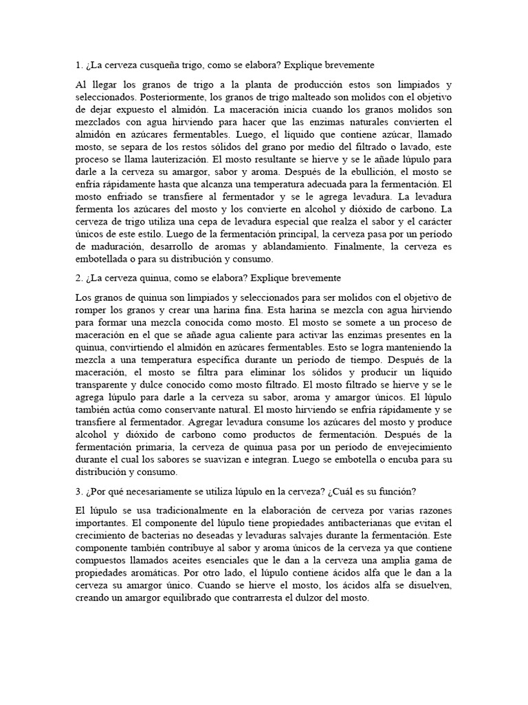 Tecnología de Cereales, Tubérculos y Leguminosas | PDF | Cerveza | Fermentación