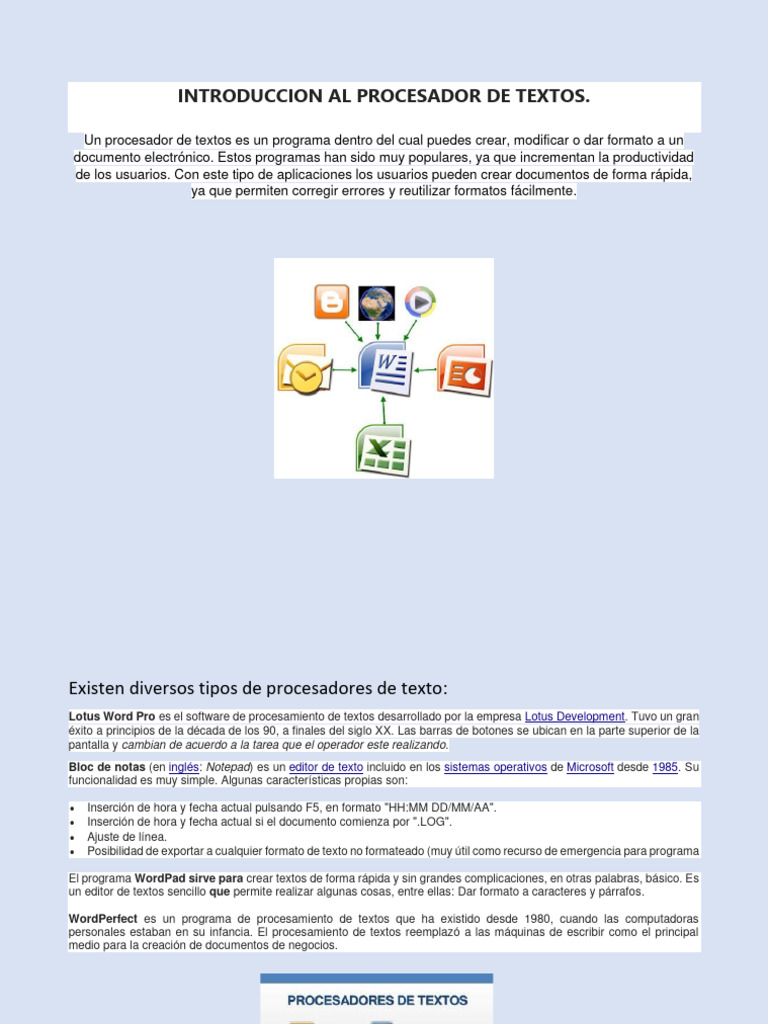 Introduccion Al Procesador de Textos | PDF