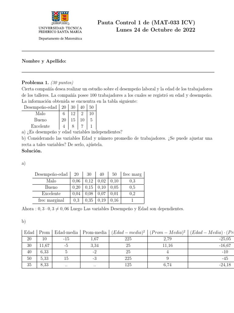 Pauta Control 1 ICV | PDF