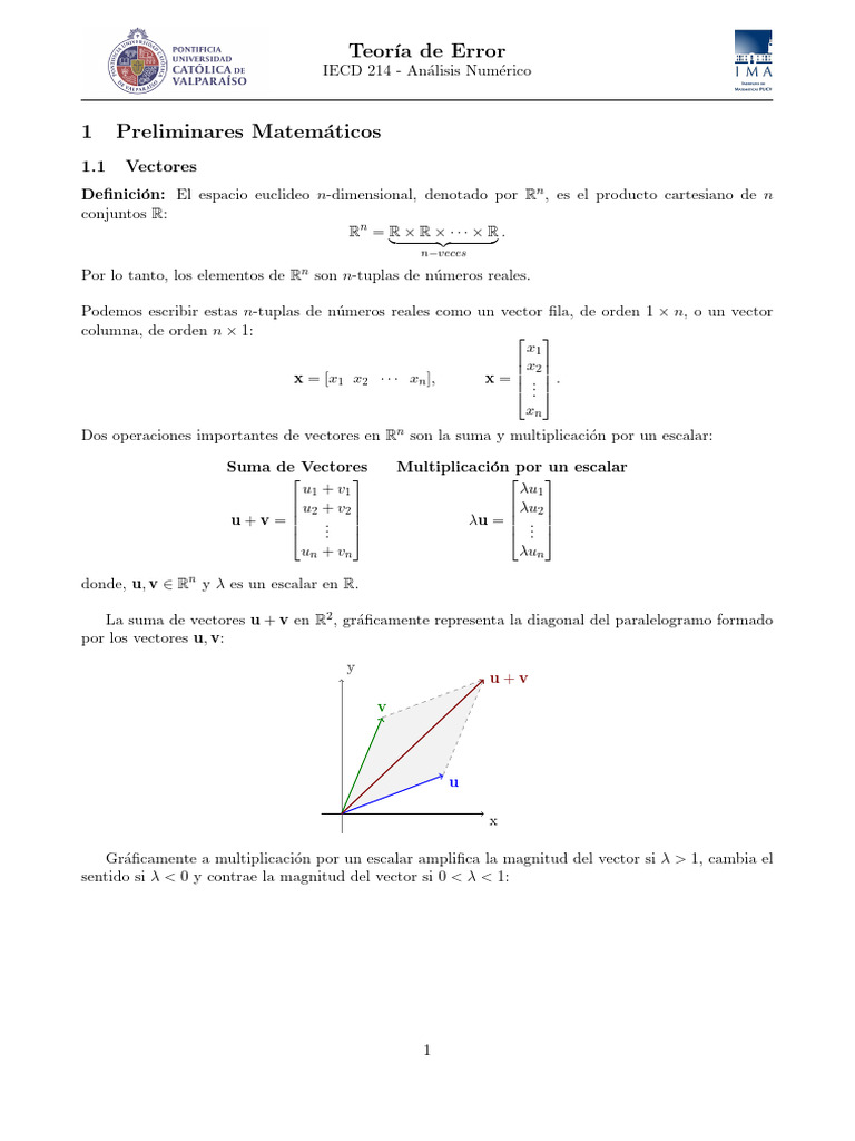 Teoría de Error en Análisis Numérico | PDF | Vector Euclidiano ...
