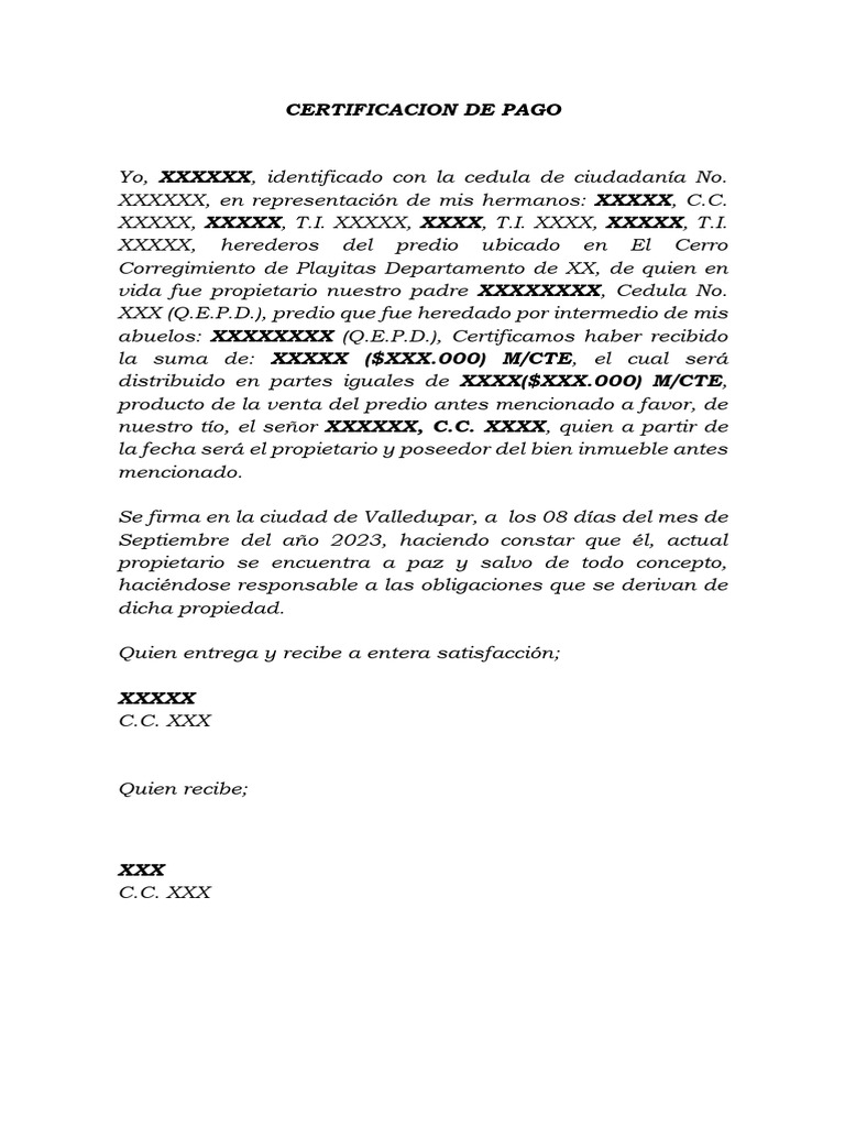 Certificacion de Pago | PDF