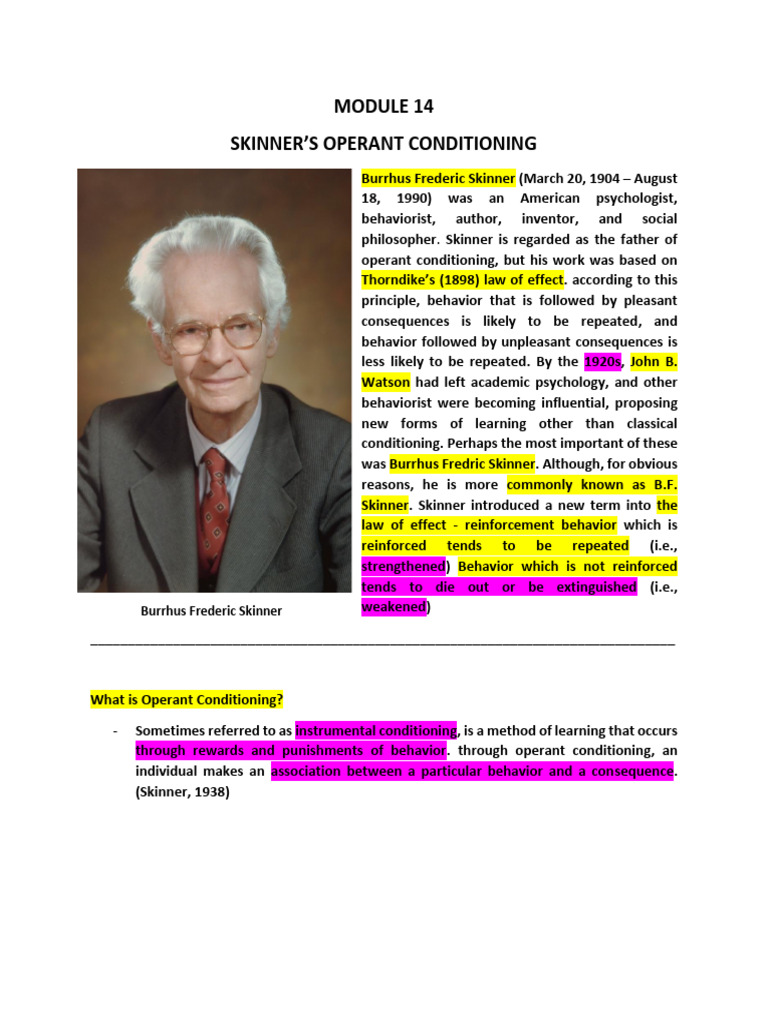 Skinner's Operant Conditioning Explained | PDF | Reinforcement ...
