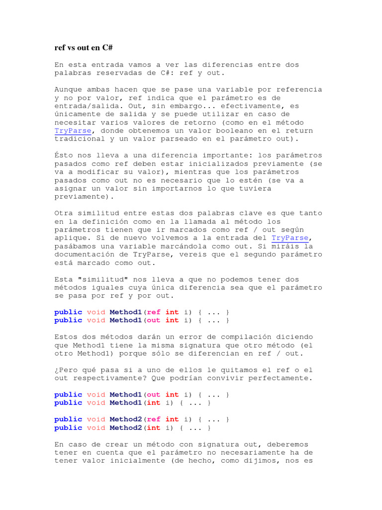 T1 - 03 - Ref Vs Out en C# | PDF