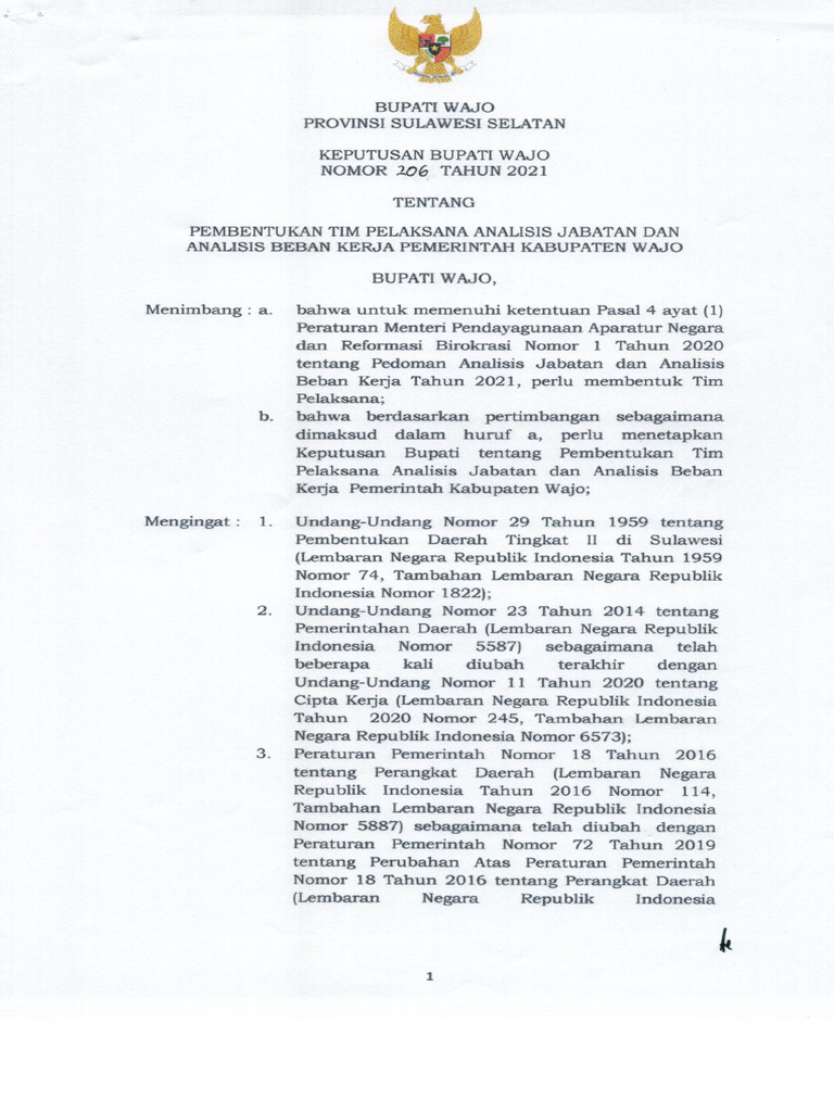 SK TIM Pelaksana ANJAB Dan ABK 2021 | PDF