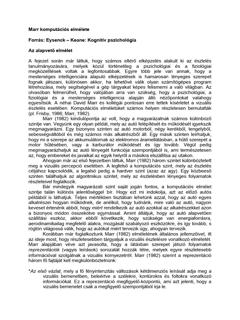 Eysenck - Keane-Marr Komputációs Elmélete | PDF