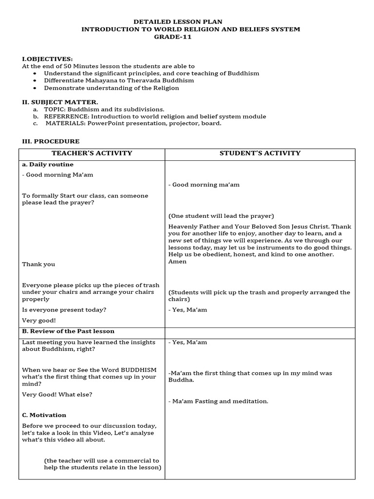 Final Senior Lesson Plannn | PDF | Mahayana | Bhikkhu