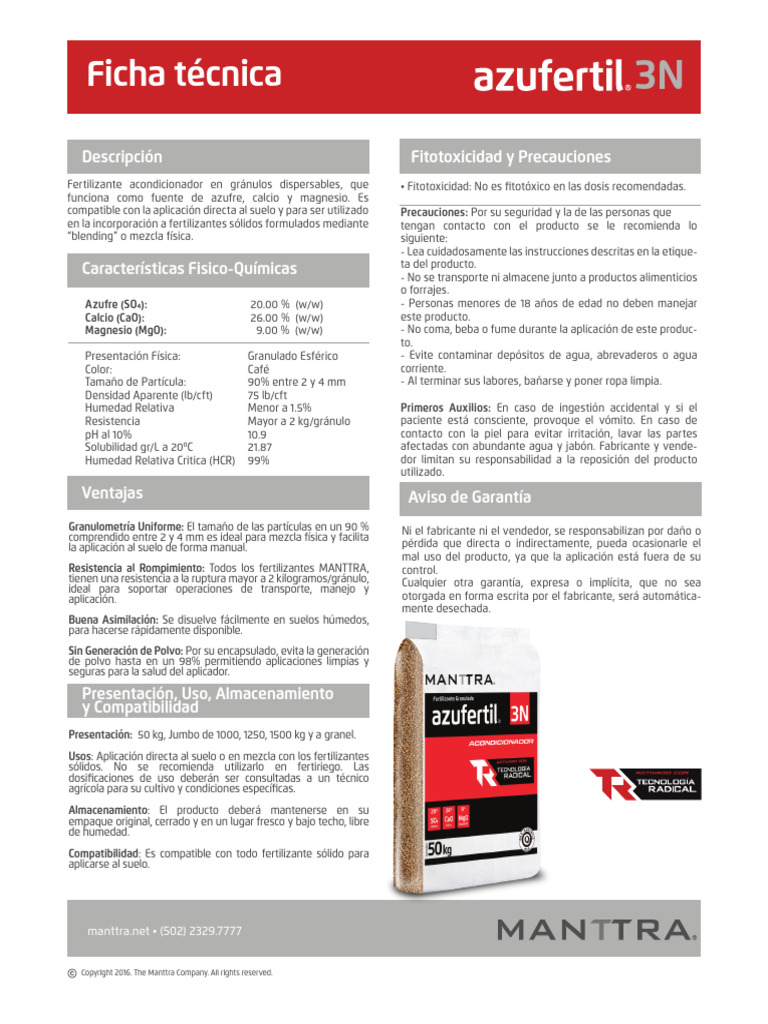 FT Azufertil 3N | PDF | Fertilizante | Agua