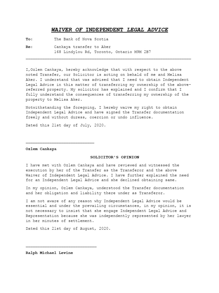 Waiver of ILA For Transfer | PDF