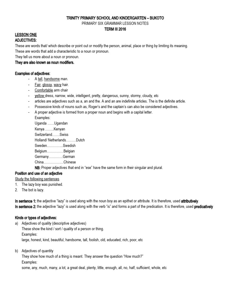Grammar Lesson Notes Term Three | PDF | Grammatical Tense | Question