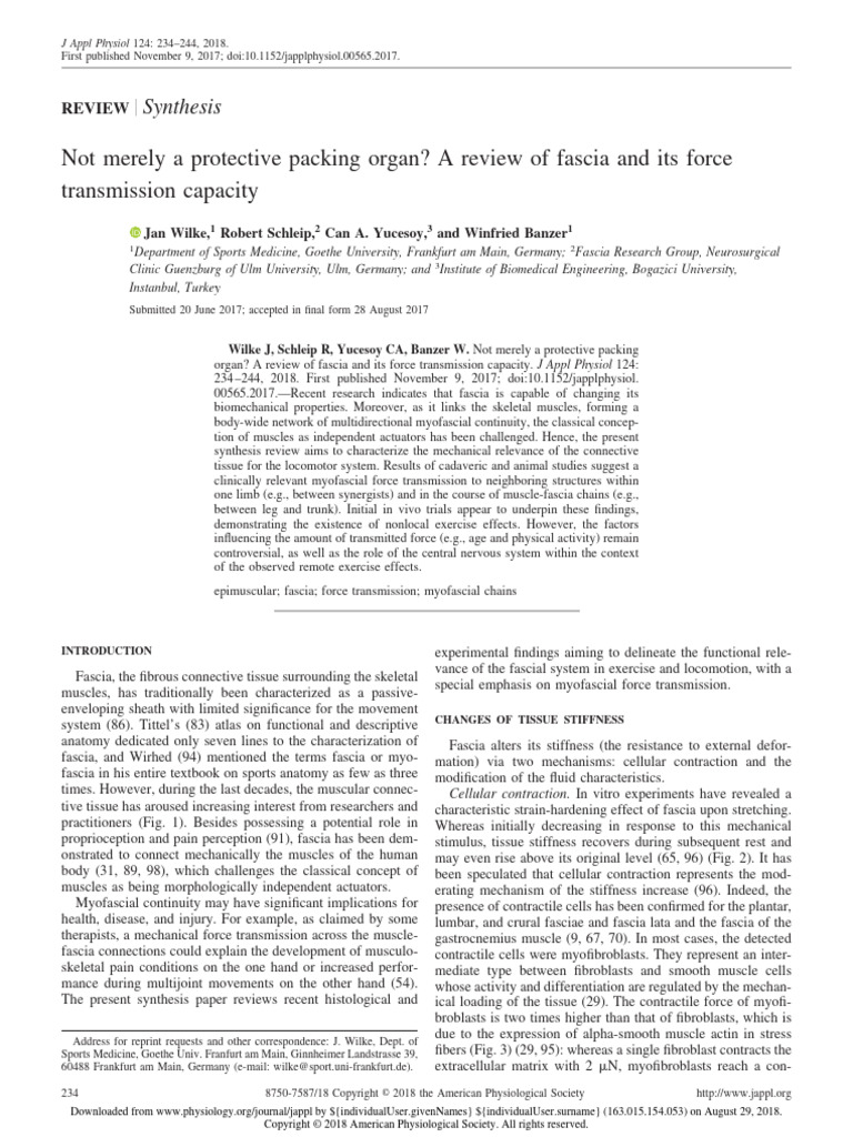 A Review of Fascia and Its Force Transmission Capacity | PDF | Skeletal ...