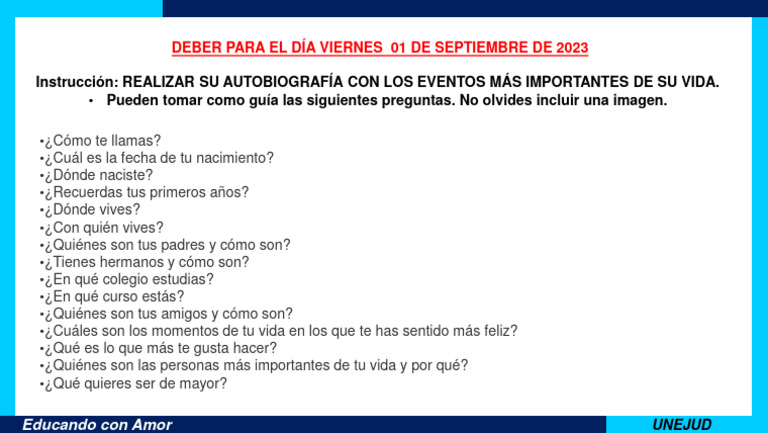 Preguntas Para Redactar La Autobiografía (1) | PDF