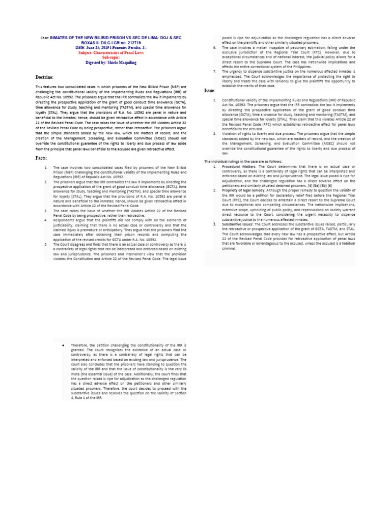 Case GR 212719 | PDF | Legal Remedy | Prison