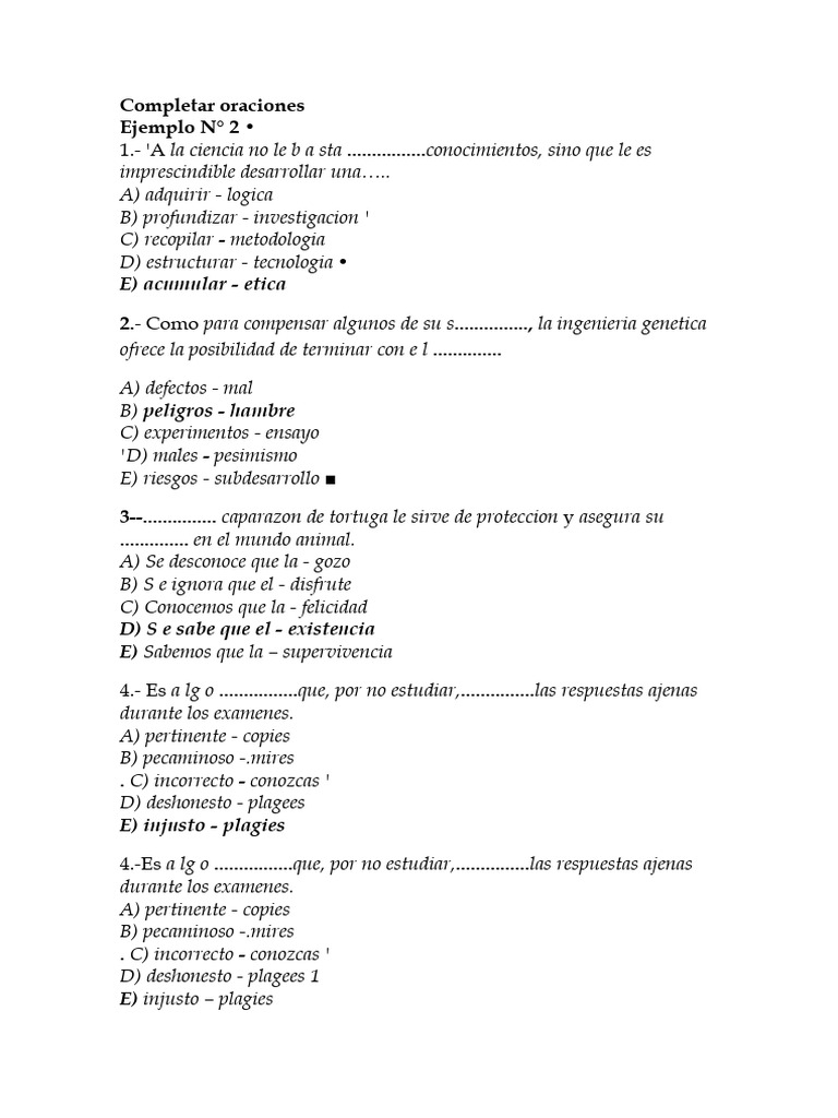 Oraciones Incompletas | PDF | Verdad