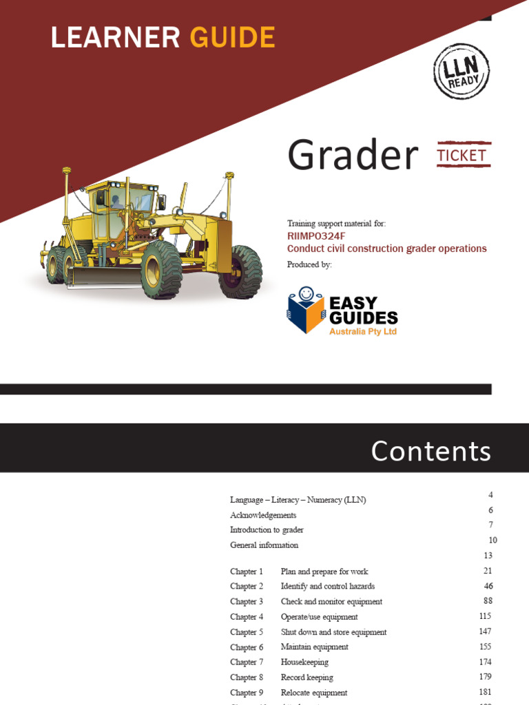 Grader Operations Training Guide | PDF | Occupational Safety And Health ...
