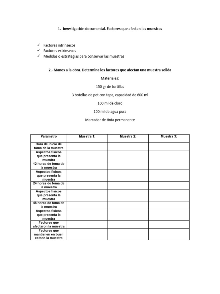 Actividad Factores y Muestras | PDF