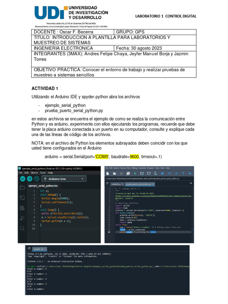 Laboratorio 1 Introduccion A Python | PDF | Arduino | Ciencias de la Computación