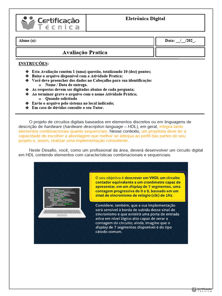 Atividade Prática Final - Eletrônica Digital SG | PDF