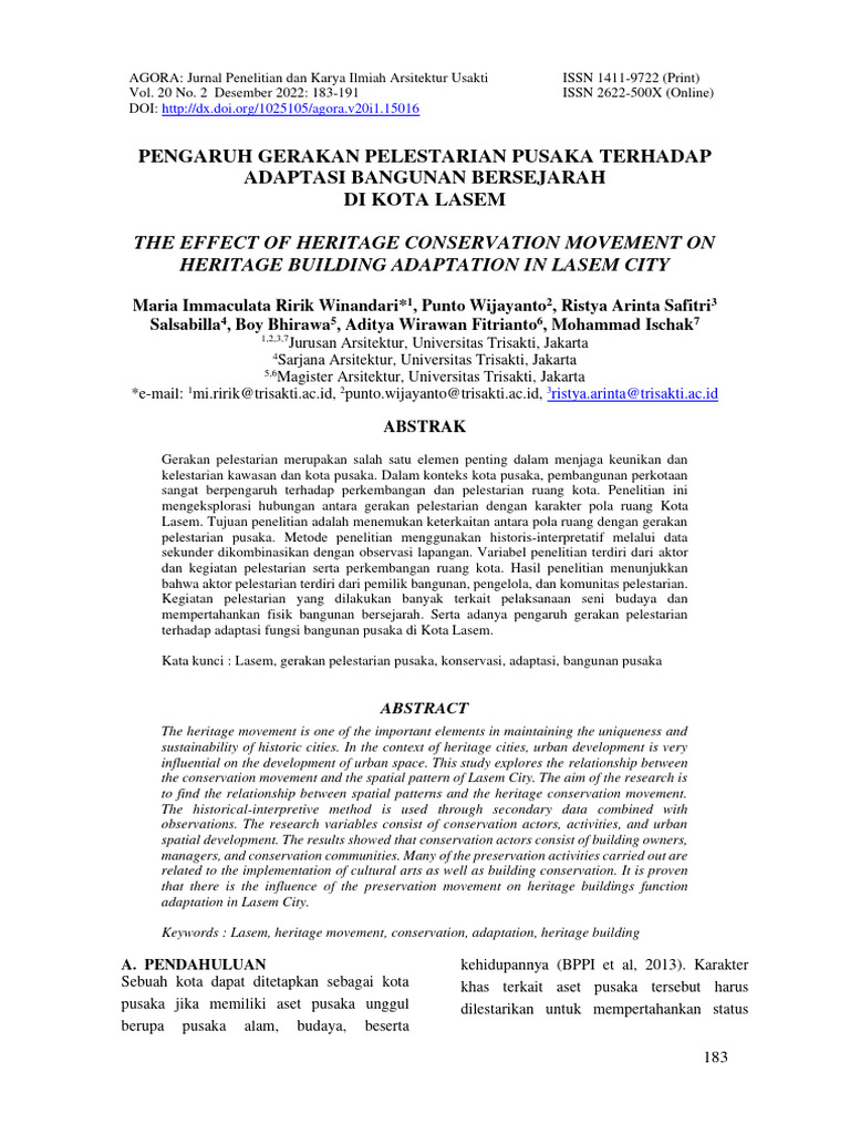 Pengaruh Gerakan Pelestarian Pusaka Kota Lasem | PDF