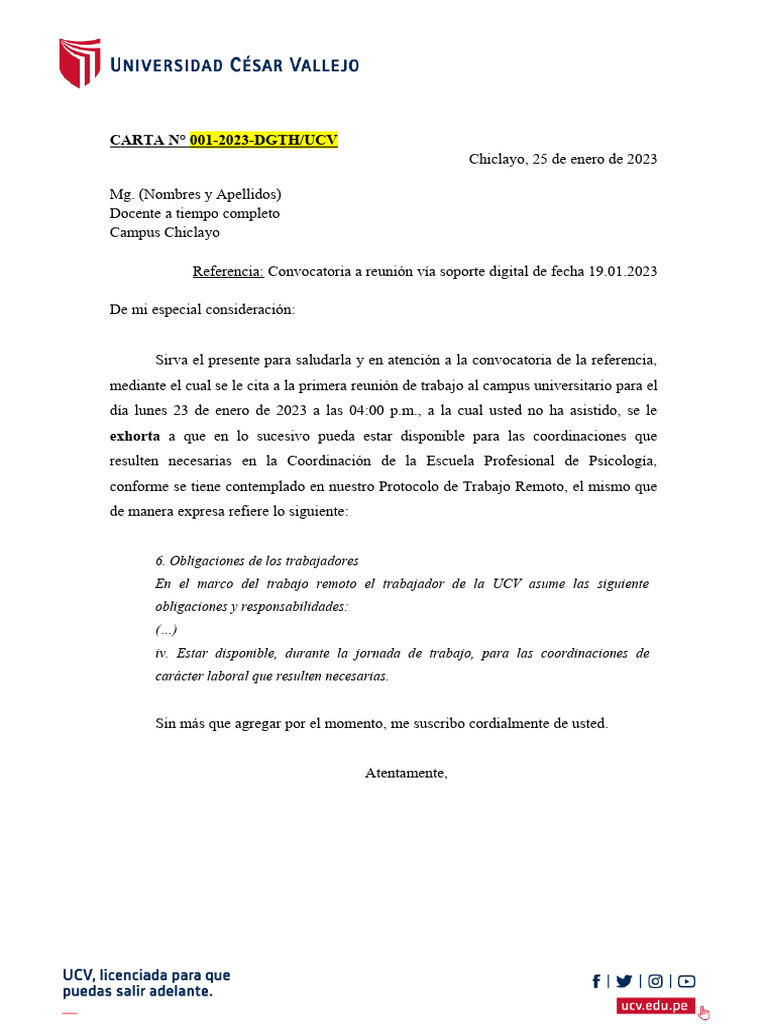 CARTA # (Exhortación) | PDF