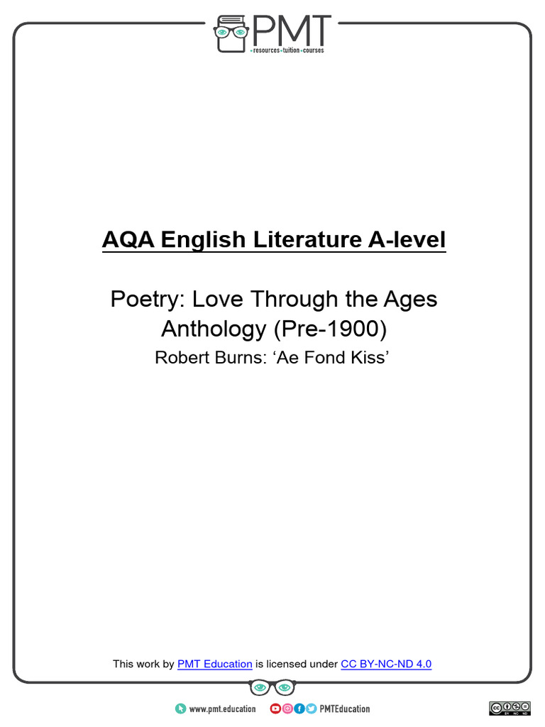 Ae Fond Kiss - Robert Burns | PDF | Metre (Poetry) | Rhyme