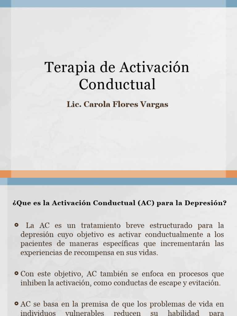 Activacion Conductual | PDF | Depresión (estado de ánimo) | Trastorno ...