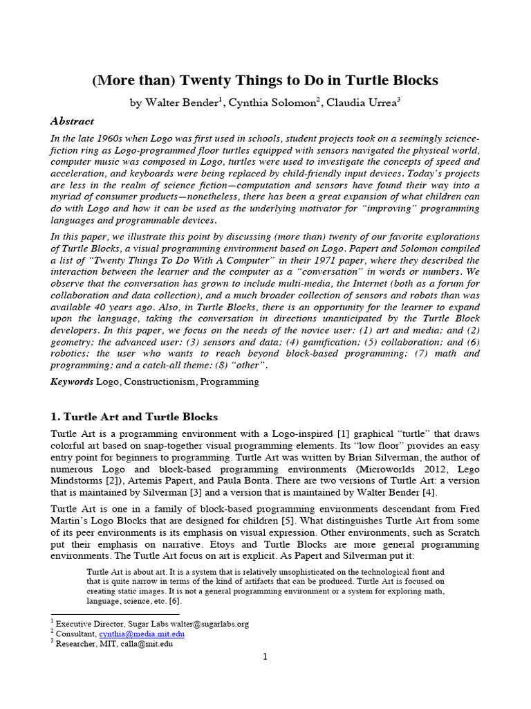 Twenty Things To Do in Turtle Blocks | PDF | Robotics | Computing