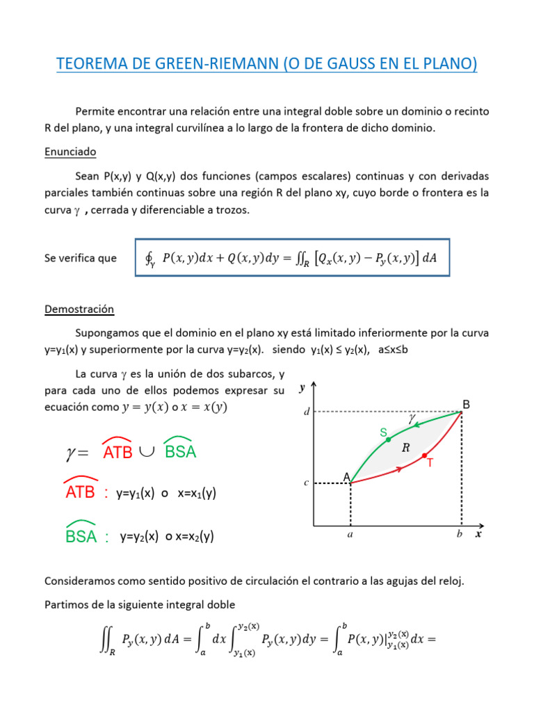 Teorema de Green Riemann | Descargar gratis PDF | Integral | Vector ...