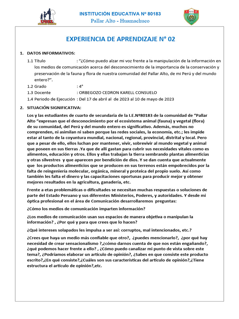 Formato Eda 2023 Secundaria4 | PDF | Evaluación | Razonamiento deductivo