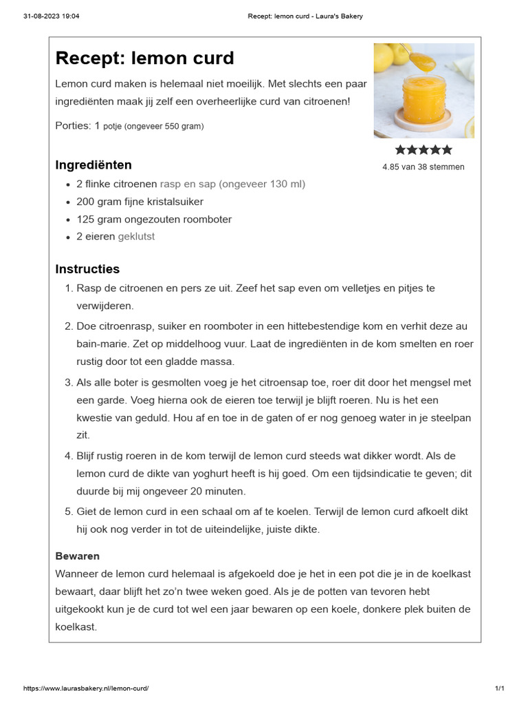 Recept - Lemon Curd - Laura's Bakery | PDF