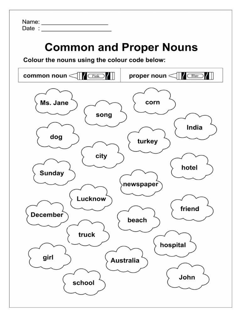 Common Proper Noun Worksheet | PDF