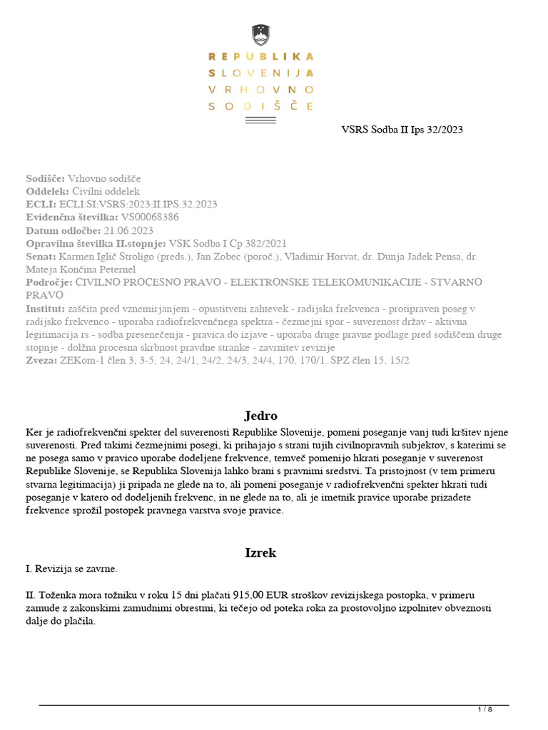 VSRS Sodba II Ips 32 2023-21.06.2023 | PDF VSRS Sodba II Ips 32 2023-21.06.2023 | PDF