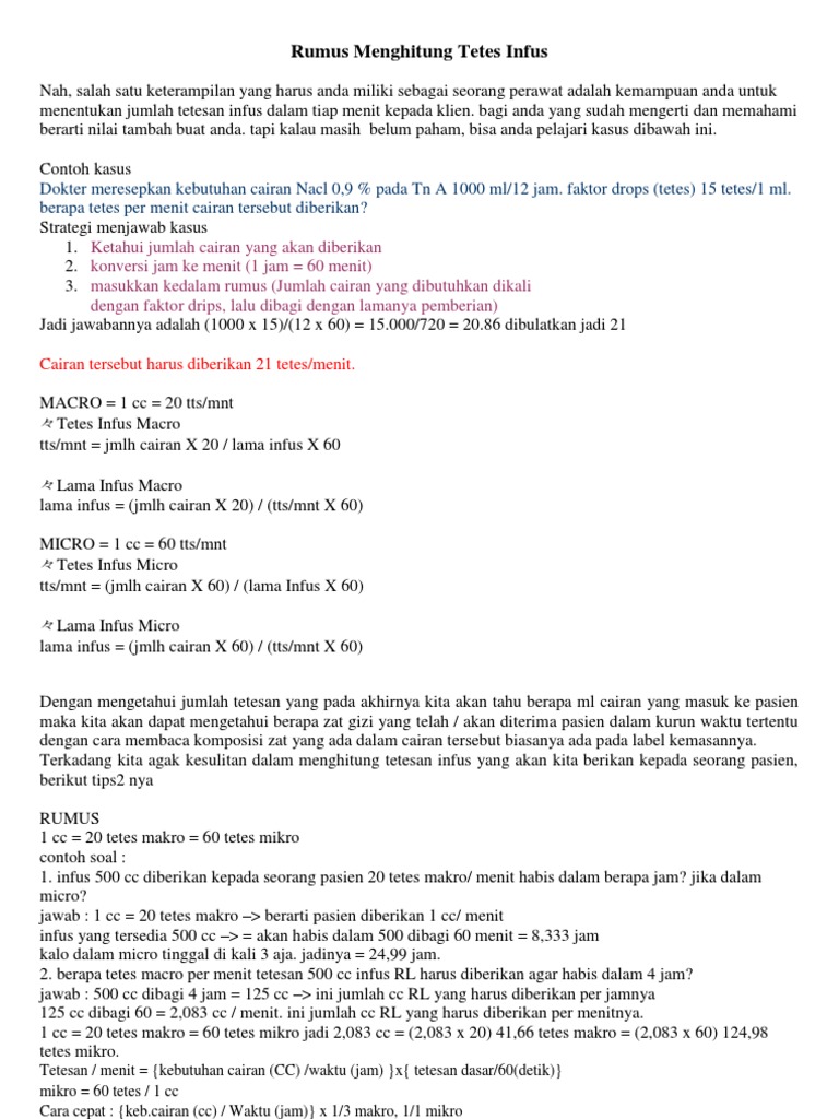 Rumus Menghitung Tetes Infus | PDF