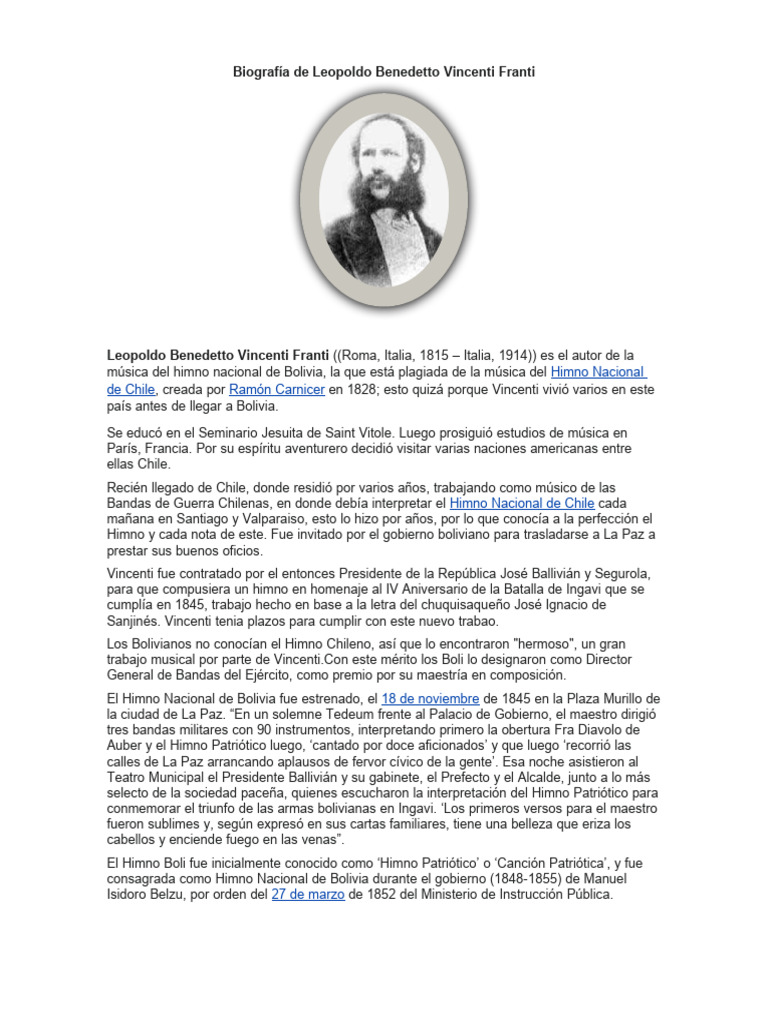 Biografía de Leopoldo Benedetto Vincenti Franti | PDF | América del Sur