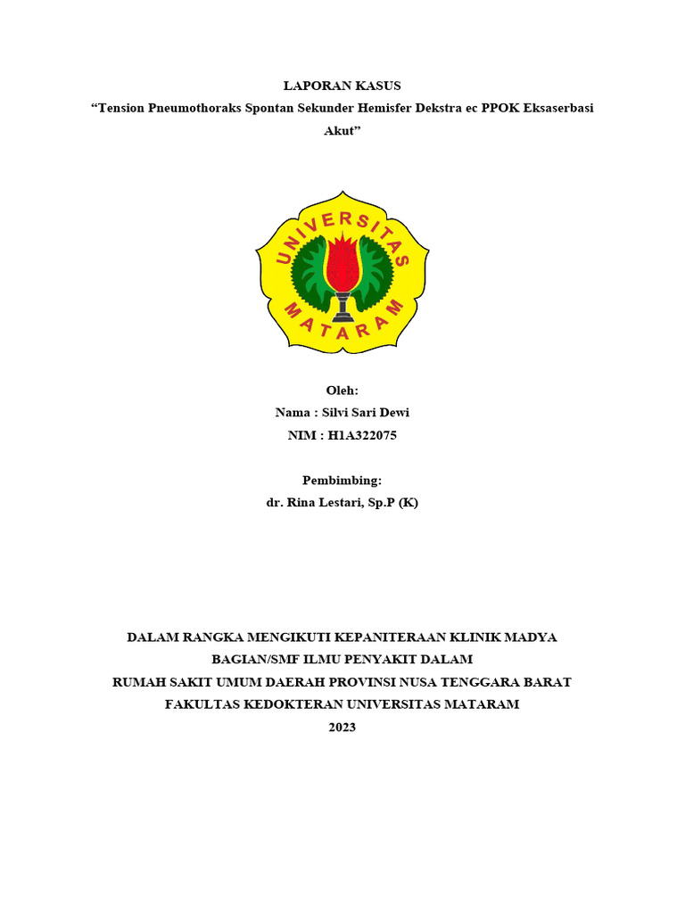 LAPORAN KASUS Pneumothorax - Silvi Sari Dewi | PDF
