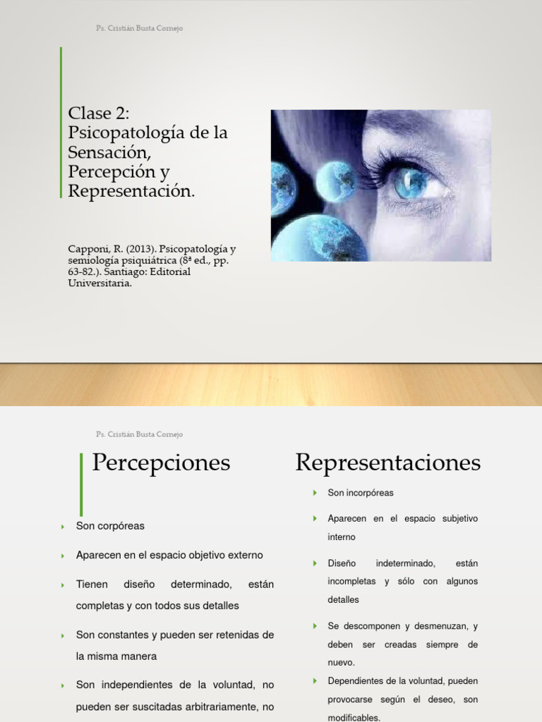 Clase 2 Sensacion Percepcion Representacion 2021 | PDF | Percepción | Alucinación