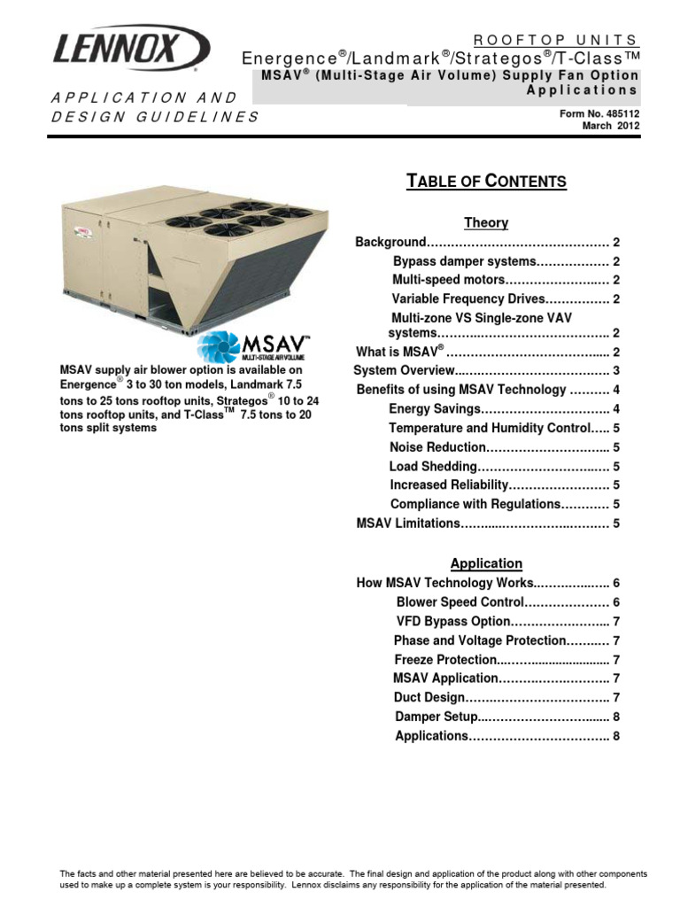 Old Lennox Application Design Guide MSAV and DX Coil Details | PDF ...