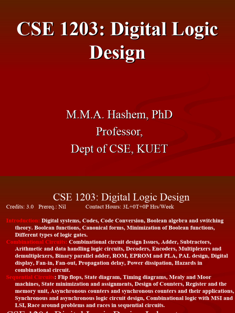 1CSE 1203-Digital Logic Design-Introduction | PDF | Digital Electronics ...
