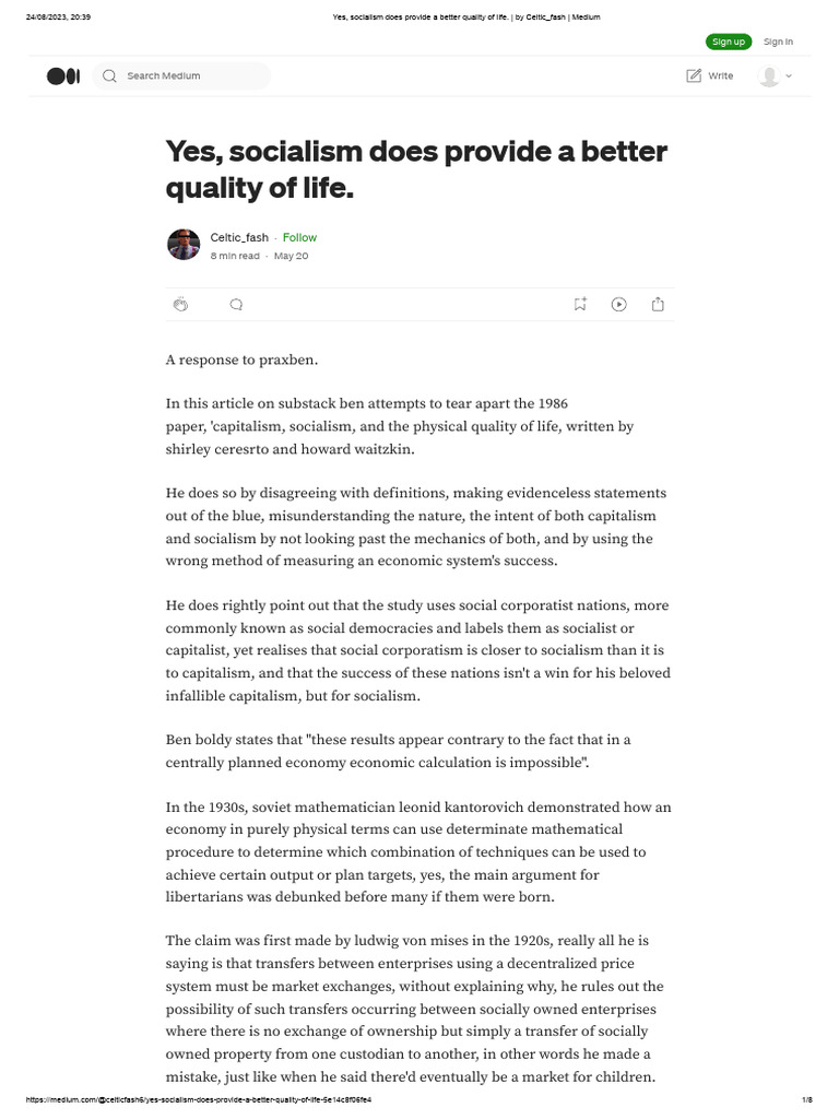 Yes, Socialism Does Provide A Better Quality of Life | PDF | Socialism ...