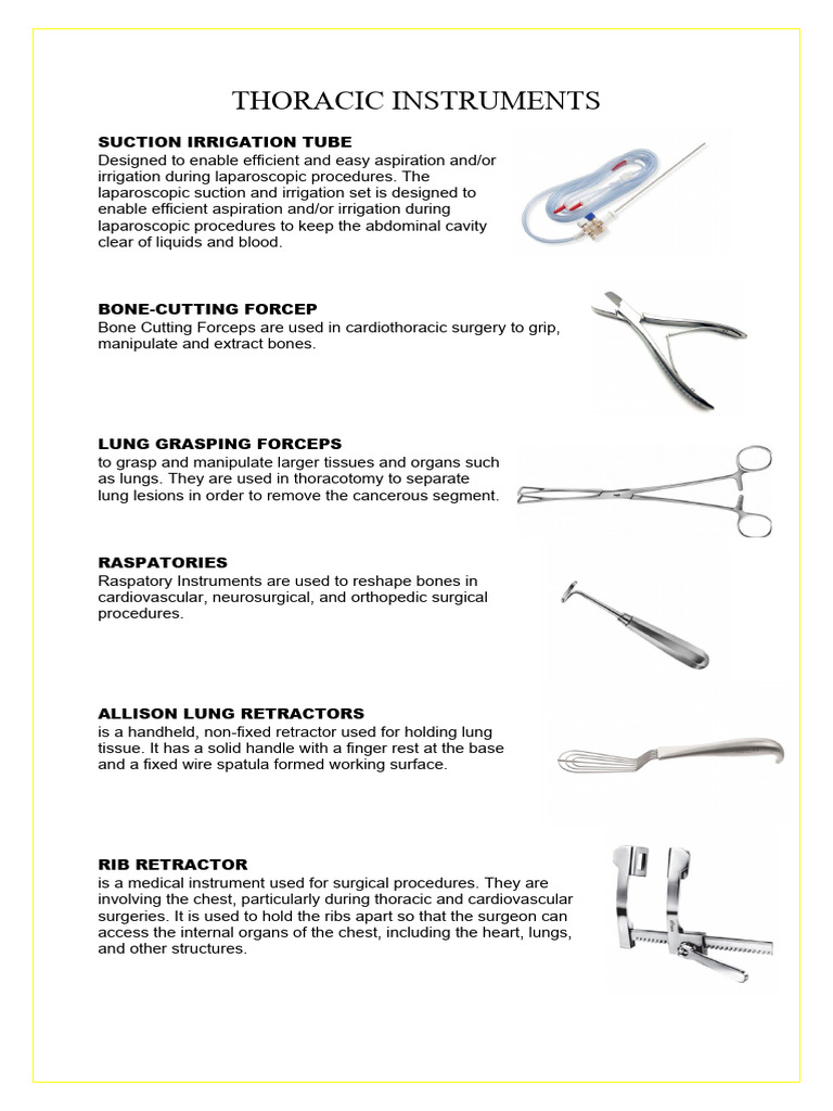 Thoracic Surgery Instruments Guide | PDF | Cardiothoracic Surgery | Surgery