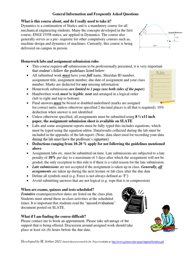 ENGI 24859 Dynamics Summary of Expectations 2023 | PDF | Academic Integrity | Integrity